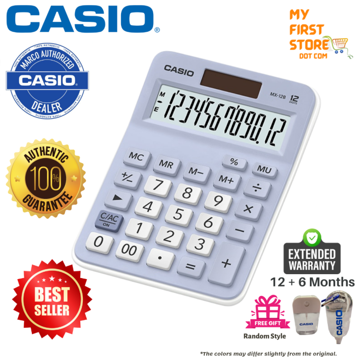 Genuine Casio MX-12B Light Blue Value Series Mini Desk Type Calculator 12 digits 2-way power ...