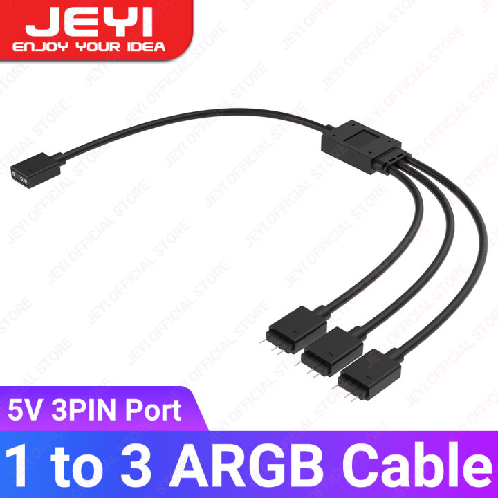 JEYI 1 to 3 ARGB Splitter Cable, 5V 3Pin Addressable RGB Extension ...