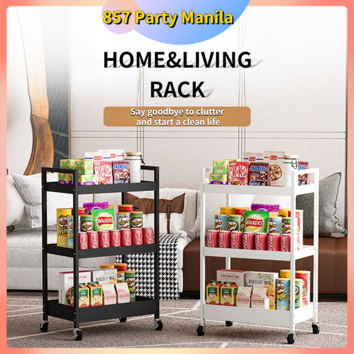 3-Tier Mobile Storage Cart Rack Metal Storage Organizer Shelf for ...