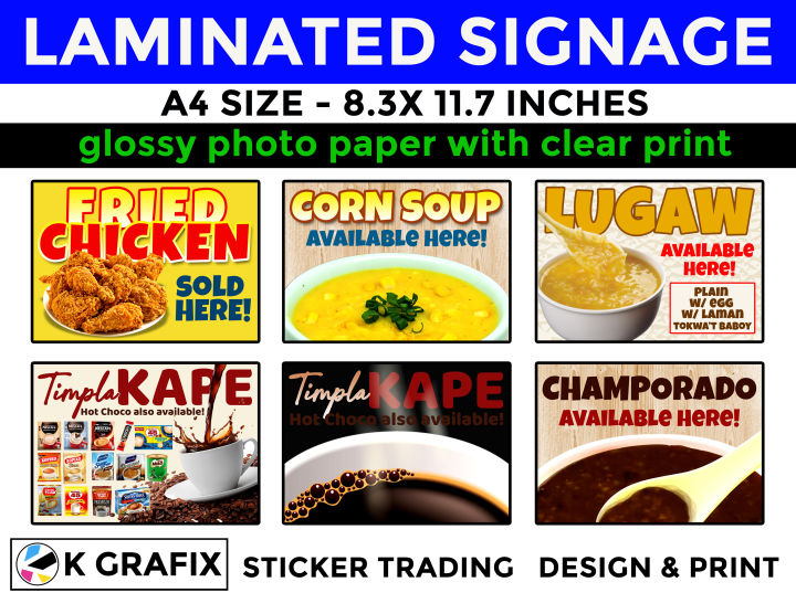 LAMINATED SIGNAGE FOOD 01 | Lazada PH