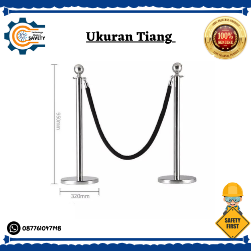 Tiang Antrian Kepala Bulat/Tiang Antrian Bank - Khusus Tali Tambang dan ...