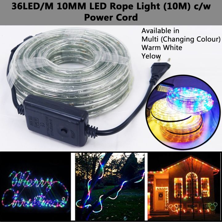 3H 36LED/M 10M Outdoor Weatherproof 10MM LED Round Rope Light For ...