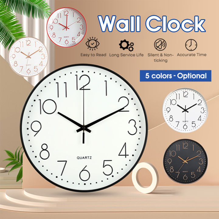 12 Inches Silent Wall Clock Transparent Glass Minimalist Office Living ...