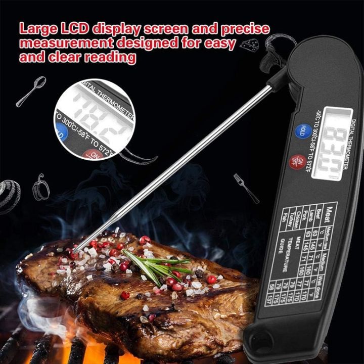Food Thermometer withFolding Probe Turkey Fish Beef Kitchen Cooking BBQ ...