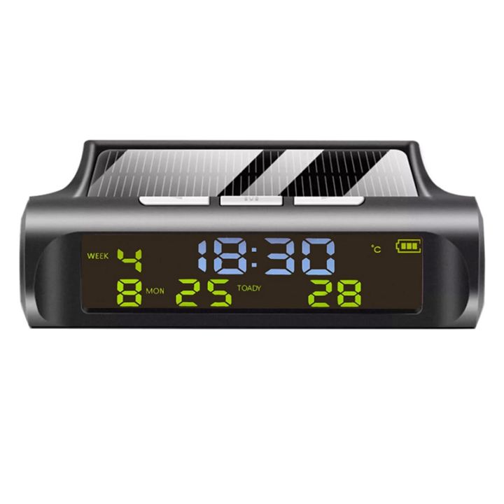 Solar Car Clock Automatic Solar Clock with Week Month Calendar Time ...