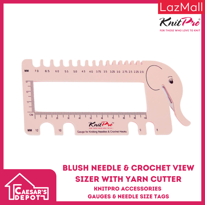 KnitPro Accessories Gauges & Needle Size Tags - Needle & Crochet View Sizer with Yarn Cutter ...