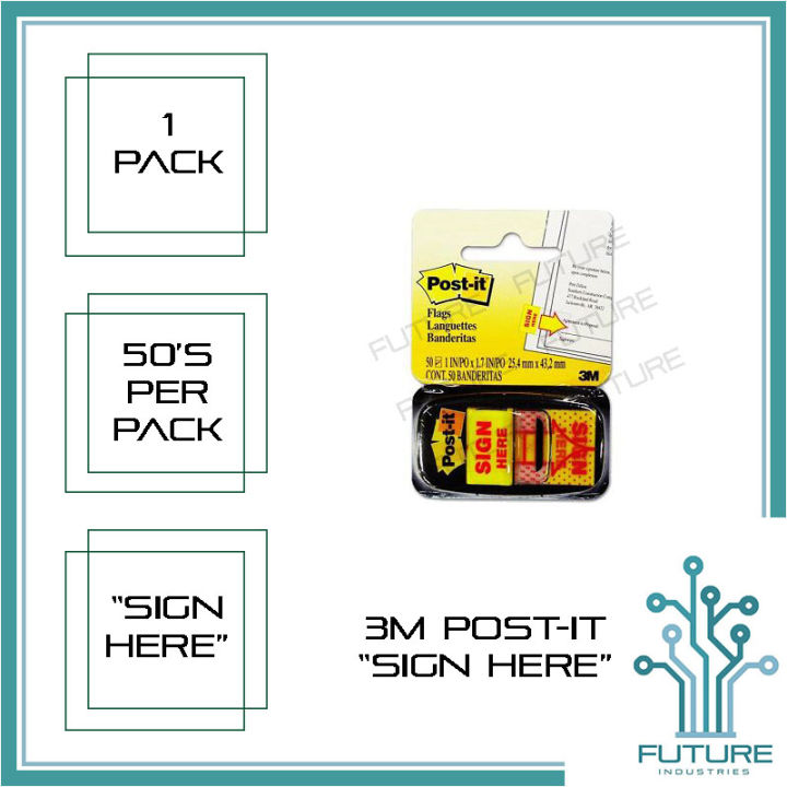 3M Post it Note Flags Arrow Page Marker: Sign Here (Sold Per Pack ...