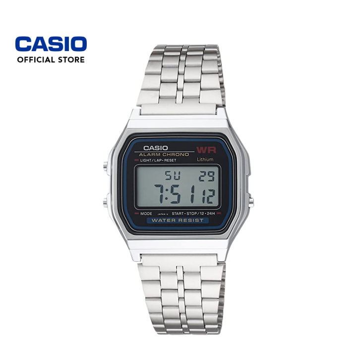 Casio Vintage (A159W-N1DF) Silver Stainless Steel Strap Digital Watch ...