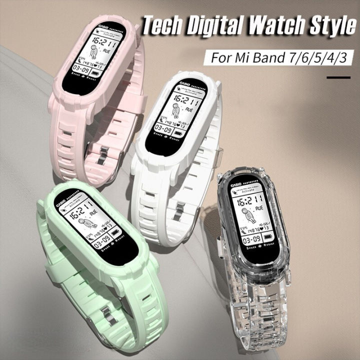 สายซิลิโคนใสสำหรับ Xiaomi Mi Band 7 6 5 4 3สายรัดข้อมือ Glacier Clear สายสำรองสำหรับ M5 M4 M3 ...