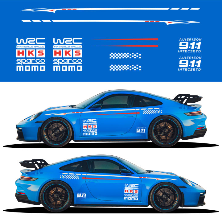 2Pcs Car Side Stickers Decorative Auto Body Racing Sports Decals Car ...