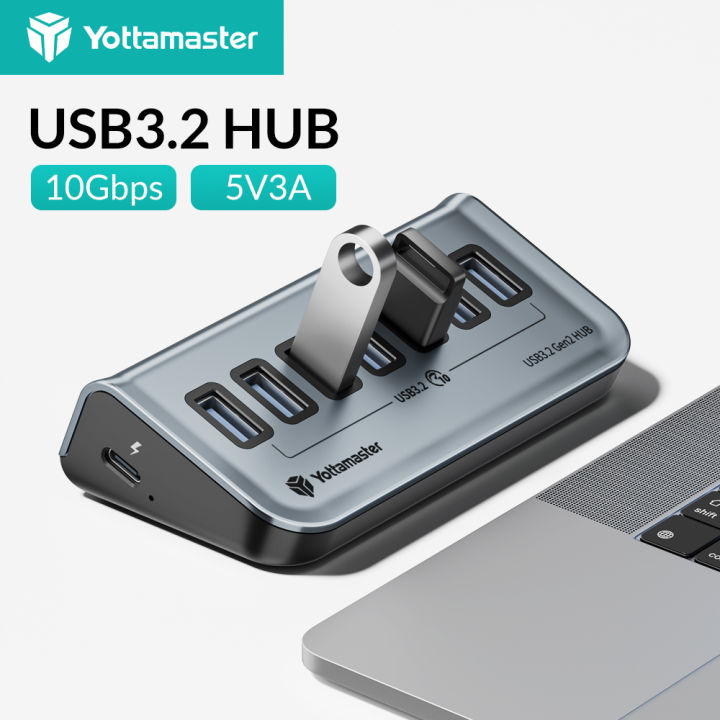 【Tutrig】 Yottamaster USB-C 3.2 Hub 7 Port USB Hub Powered 5V/3A USB 3.2 ...