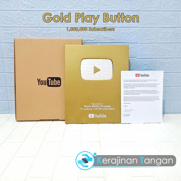 Gold Play Button Youtube Custom Replika | Lazada Indonesia