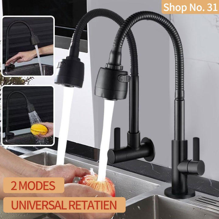 【Ready For Delivery】Wall Mounted Faucet Kitchen Faucet Stainless Steel ...