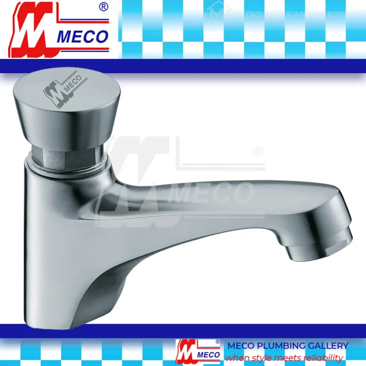 Meco Delay Action Sink Faucet with Push Button #705/706 (Silver ...