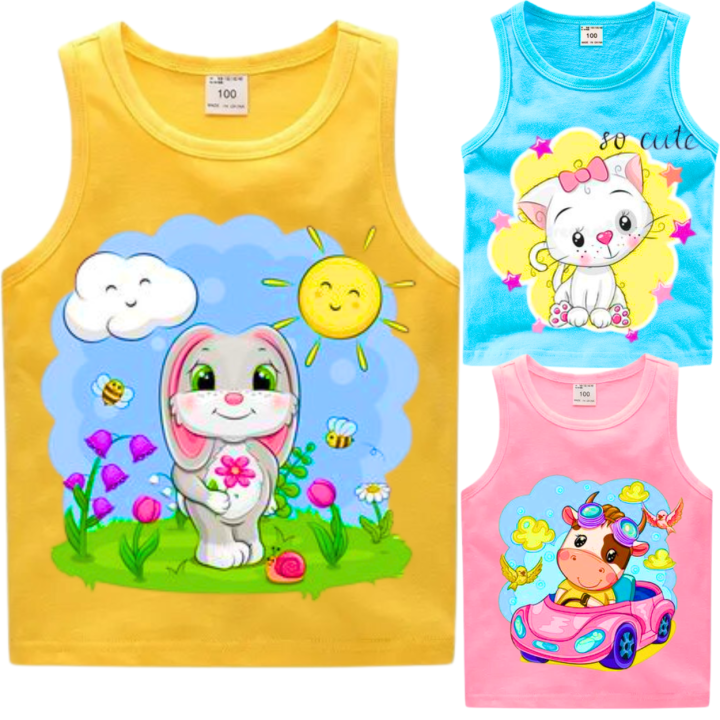 1PC Colored Sando Shirt Tops Pambahay Summer Cute Animal Character ...