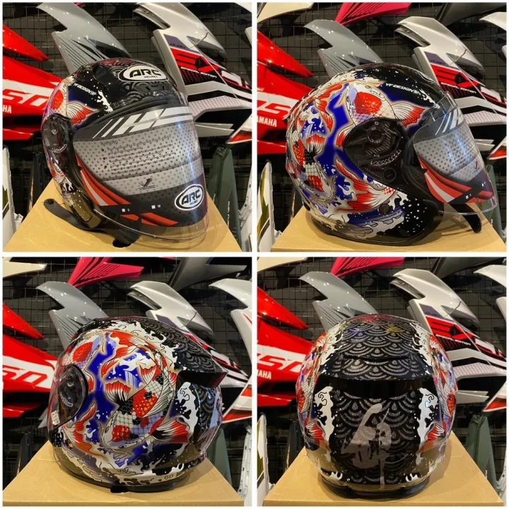 HELMET ARC XR KOI BLUE ORIGINAL SIZE L XL ACCESSORIES MOTOR YAMAHA ...