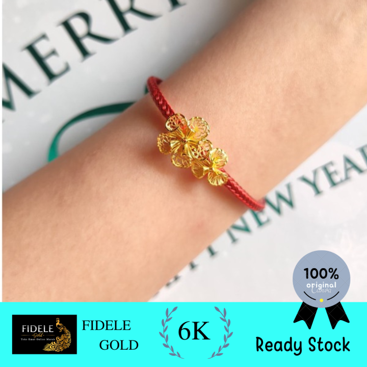 Mainan gelang tali emas UBS charm pipa bambu emas asli slobok | Lazada ...