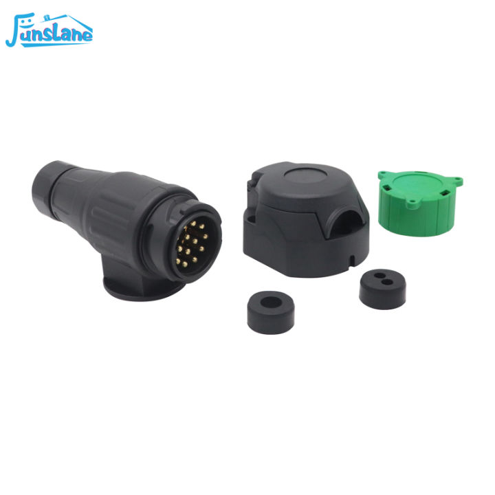 FunsLane 12V 13-Pin Trailer Plug Adapter 13-Pole Trailer Electrical ...