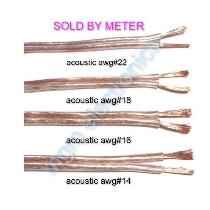 1METER ACOUSTIC Speaker Wire AWG 22, 18, 16, 14 TRANPARENT, Heavy Duty ...