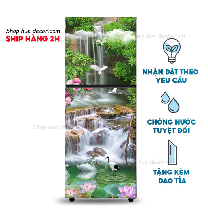 Decal dán tủ lạnh trang trí, giấy dán tủ lạnh hue decor họa tiết thiên ...