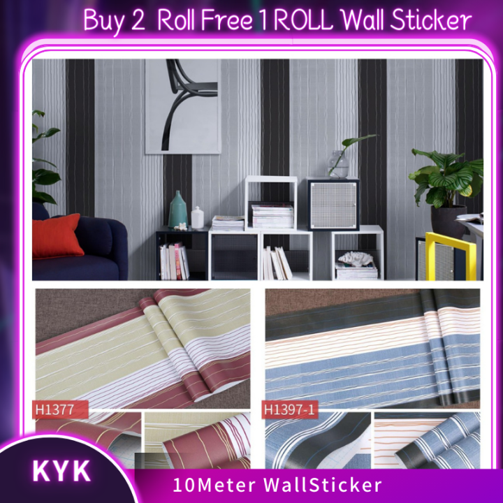 Buy 2 Roll free 1 Wood Sticker PVC Waterproof Wallpaper Sticker Bilik ...