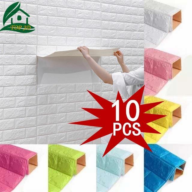 【COD】 10PCS/Set 35X38CM Foam Wall paper stickers Bricks Stone design ...
