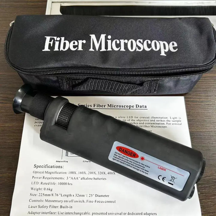 Fiber Optic Microscope Scope 400x Magnification Handheld CL Light Fiber ...
