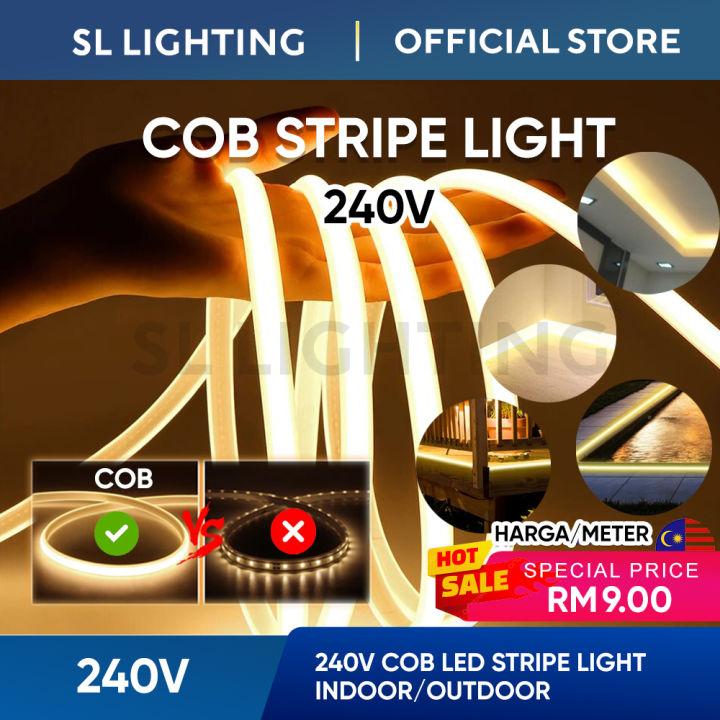 [Meter] AC 220V-240V COB LED STRIP LIGHT 280LED/M 8MM Flexible Strip ...