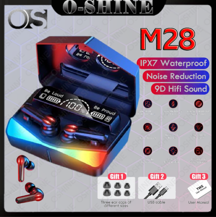 M28 TWS HiFi Stereo Wireless Earphone Sports Game Earbuds with Mic LED Display Headset | Lazada PH