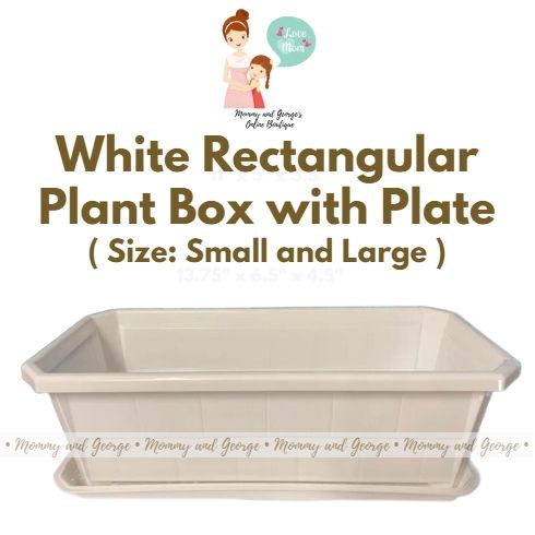 White Rectangular Plant Box Plastic Pot with Catch Plate | Plastic Pots for Plants | Plant Pots ...
