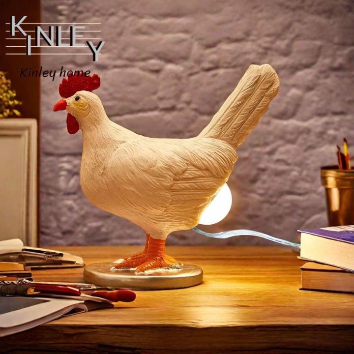 CEMOMEF USB Charging Hen Laying Egg Statue Luminous Stable Base ...