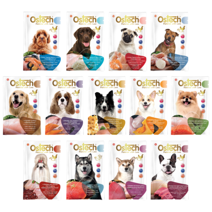 [Setสุดคุ้ม12ซอง]Ostech ออสเทค อาหารซอง อัลตร้า ในน้ำเกรวี่ สำหรับสุนัข ...