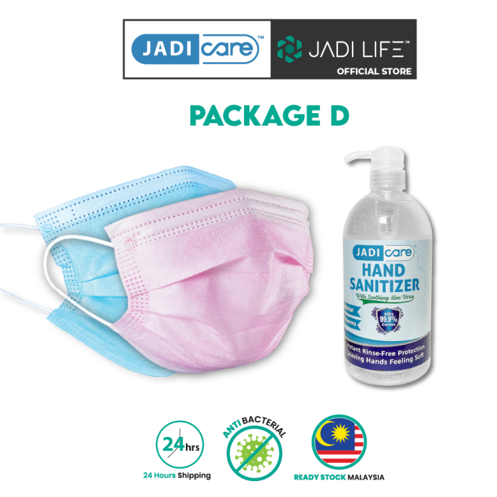 JadiCare Package D - Face Mask 3ply Adults & Kids with 1 Litre Liquid ...