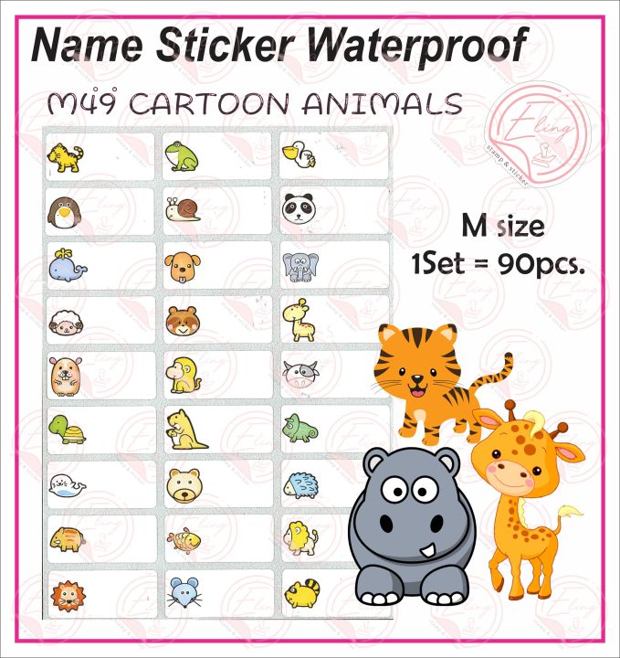 Sticker Name cartoons Animals (WATERPROOF) (READY STOCK) Nama Sticker ...