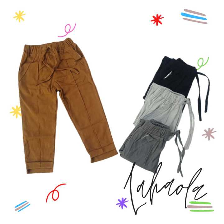 Celana panjang anak perempuan baggypants 1-13 thn katun twill stretch ...