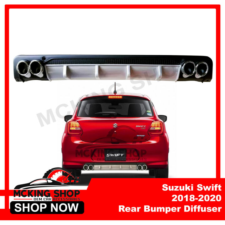 Suzuki Swift 2018-2020 Rear Bumper Diffuser (Matte Black/Silver ...