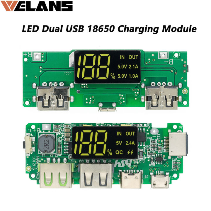 USBคู่ LED 5V 2.4A Micro/Type-C USB โมดูลชาร์จแบตมือถือ B-Ank 18650โมดูลแบตเตอรี่ลิเธียมที่ชาร์จ ...