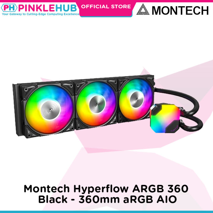 PinkleHub | Montech Hyperflow ARGB 360 Black - 360mm aRGB AIO | Lazada PH