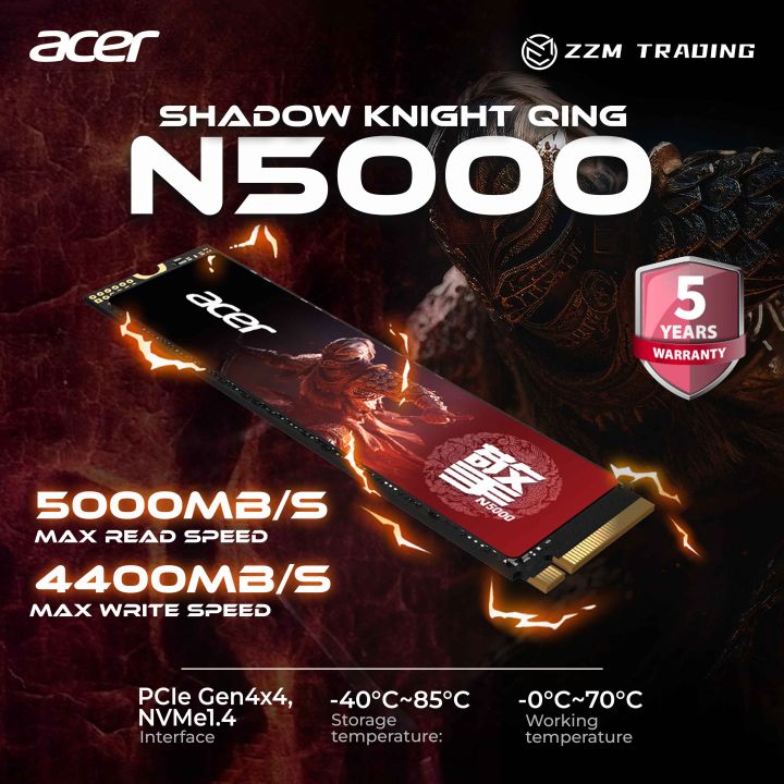 Acer "Shadow Knight Qing" N5000 2TB PCIe Gen4x4, NVMe 1.4 SSD 5000MB/s ...