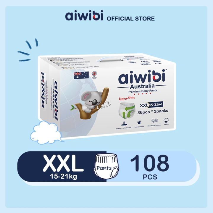 [Carton Box] Aiwibi Light Feather Baby Diaper Pants XXL - 36 pcs x 3 ...