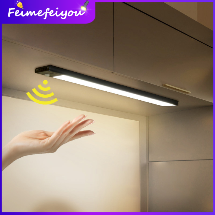 Ultra-thin LED Motion Sensor Cabinet Light USB Charging Stepless Dimming Bedside Night Lamp ...