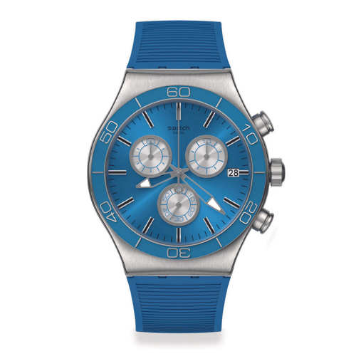 Swatch Blue Is All (YVS485) Blue Quartz 43mm Silicone Strap Watch ...
