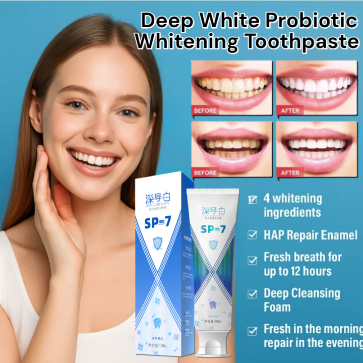 Deep White Probiotic Whitening Toothpaste Deep Clean Antibacterial ...