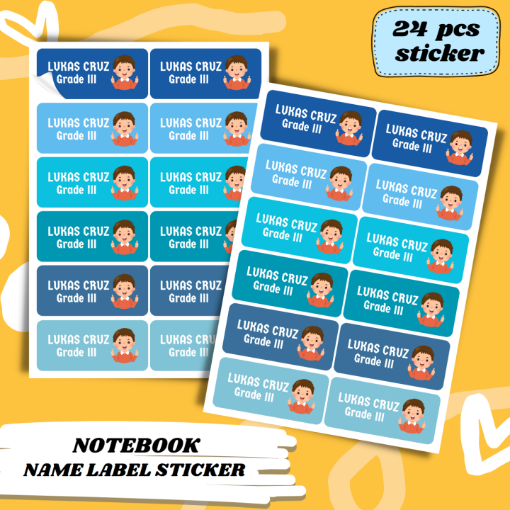 003 Back to School Notebook Name Label Vinyl Sticker Sheet ...