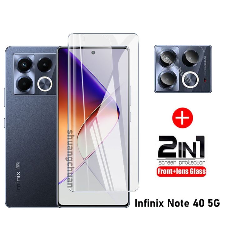 2in1 For Infinix Note 40 5G tempered glass Clear HD Borderless glass ...