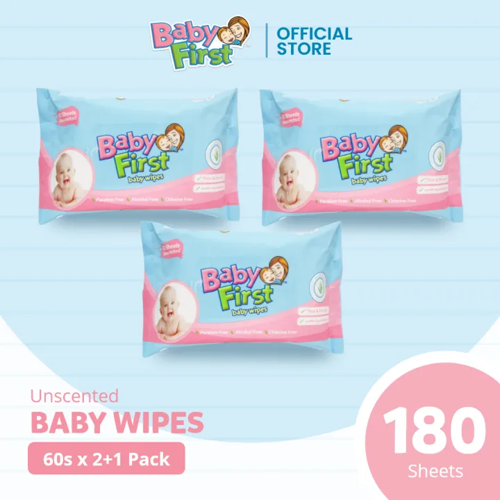 Baby First Baby Wipes 60 Sheets 2+1 Packs (180 Sheets) | Lazada PH