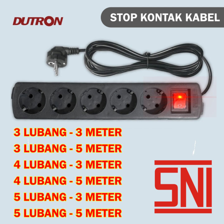 Stop Kontak Kabel Panjang 3 Meter 3 Lubang 5 Meter 4 5 Lubang Stop ...