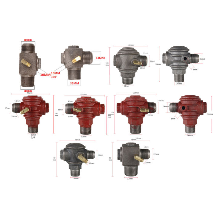 Toolstar Iron Air Compressor Check Valve 3 Port Male Thread Air Pump ...