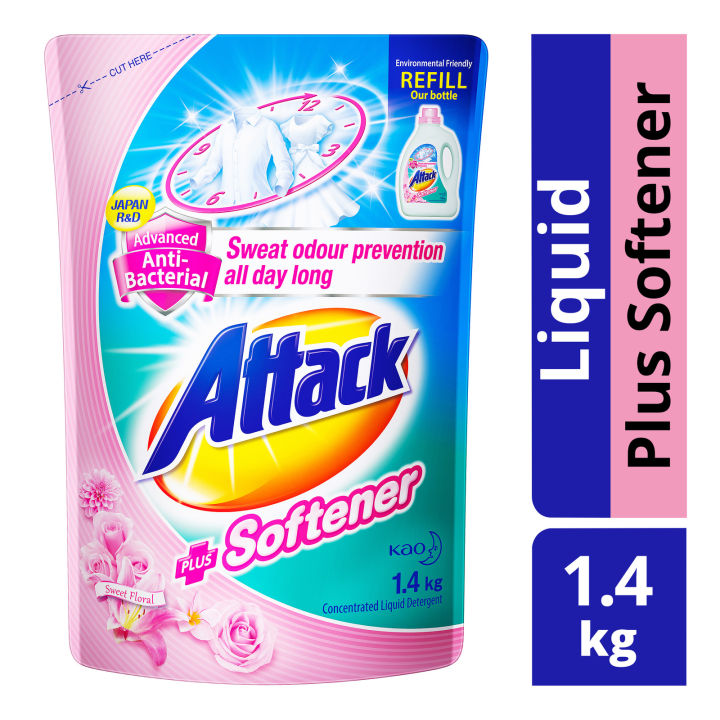 Kao Attack Liquid Detergent Plus Softener Refill 1.4kg | Lazada