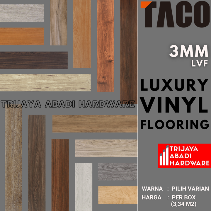 TACO Lantai Vinyl 3mm LVF Motif Kayu Batu Pola Vinil Lantai Tebal 3mm ...